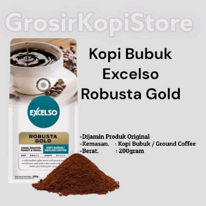 Jual Kopi Bubuk Excelso Robusta Gold 200g | Shopee Indonesia