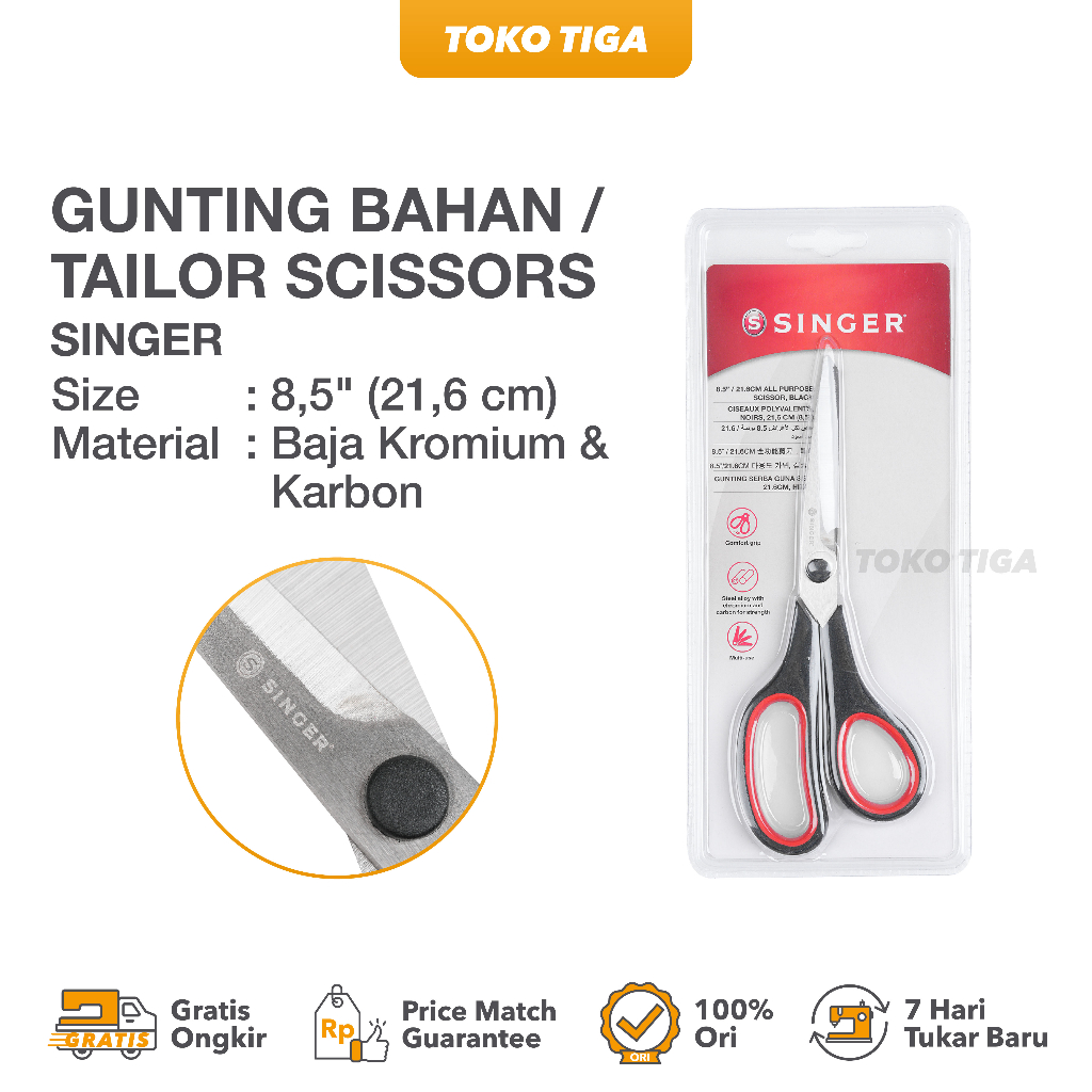 Jual Gunting Bahan SINGER 8,5" Baja Kromium / Tailor Scissors | Shopee ...