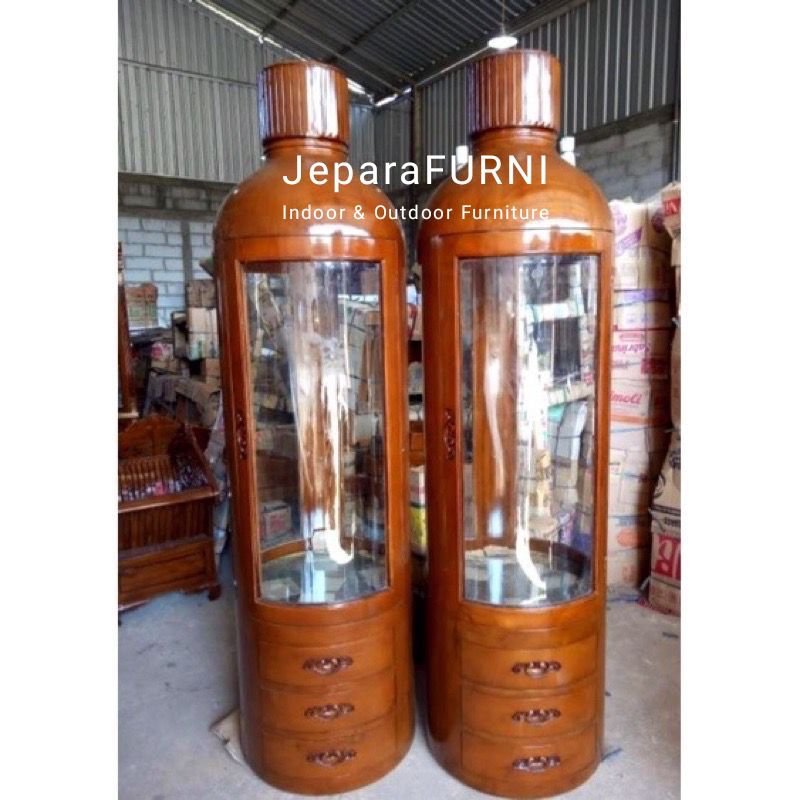 Jual LEMARI HIAS MODEL BOTOL KAYU JATI JEPARA FREE GIFT I LEMARI HIAS ...