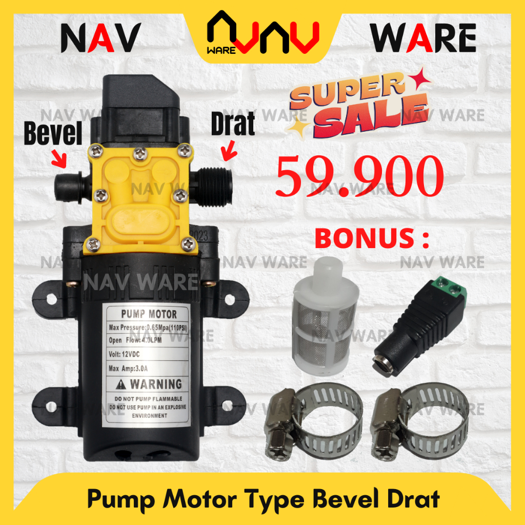 Jual Pompa Air DC 12V Sprayer Misting Steam Alat Siram Cuci Motor AC ...