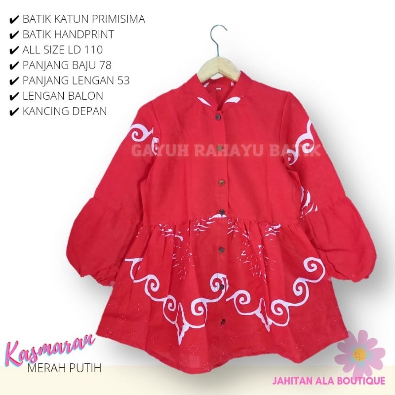 Jual KASMARAN MERAH PUTIH - Atasan Batik Kerja Wanita Modern - Blouse ...