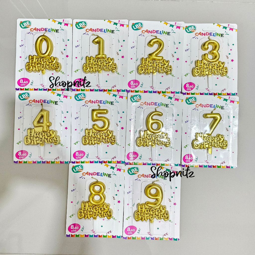 Jual Lilin Angka Ulang Tahun HBD ANGKA GOLD Happy Birthday Candle ...