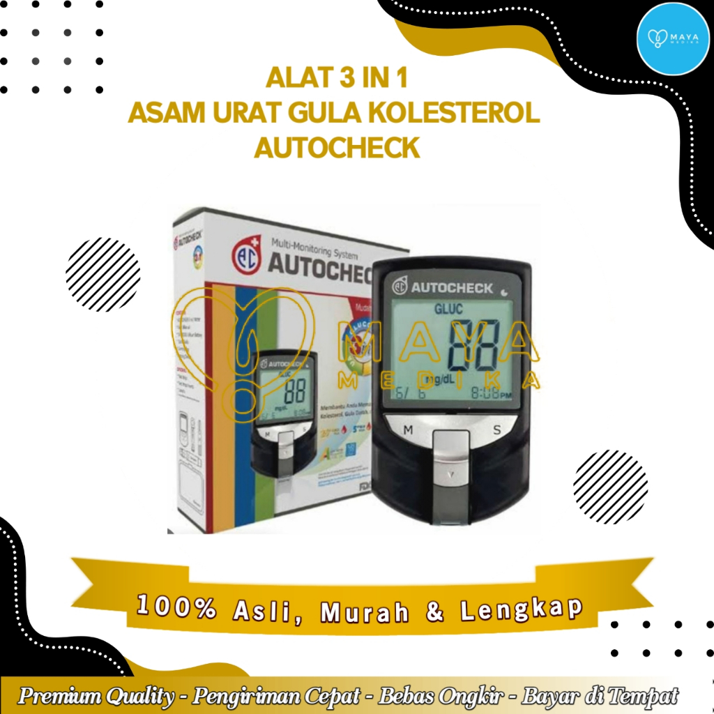 Jual Alat Autocheck 3 in 1 GCU (Gula, Asam Urat, Kolesterol) | Shopee ...