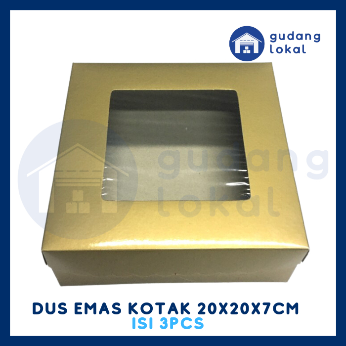 Jual Dus Emas Kotak 20X20X7Cm Isi 3Pcs | Shopee Indonesia