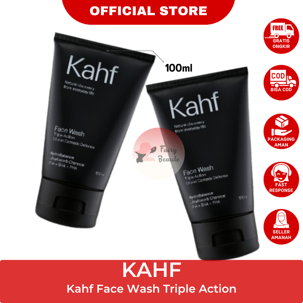 Jual Kahf Triple Action Oil and Comedo Defense Face Wash 100 ml - Sabun ...