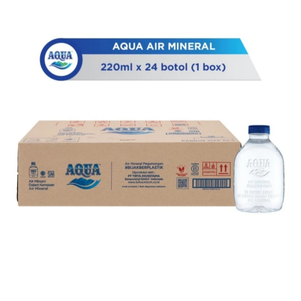 Jual Aqua Cube 220ml/air aqua/air mineral aqua/mineral water/aqua botol ...