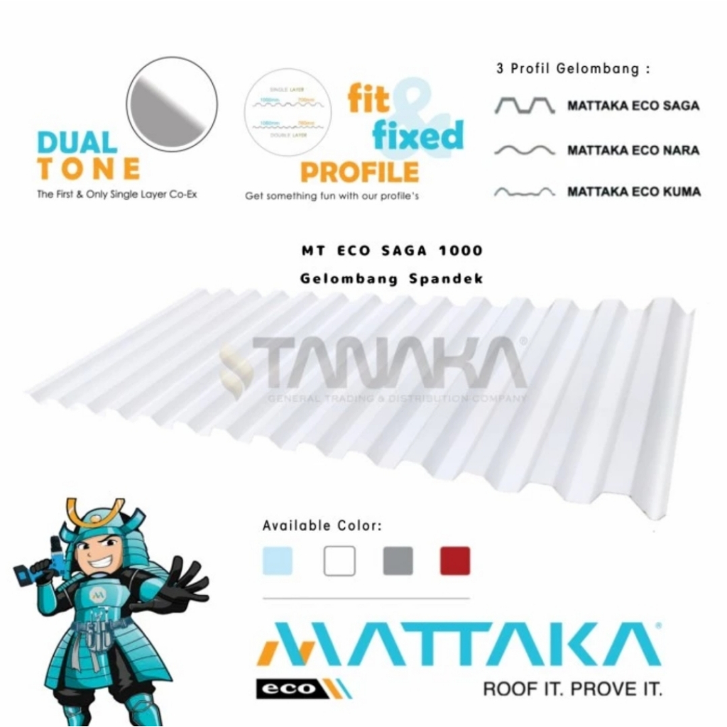 Jual Atap UPVC Mattaka Single Layer Eco Saga 1000mm | Shopee Indonesia