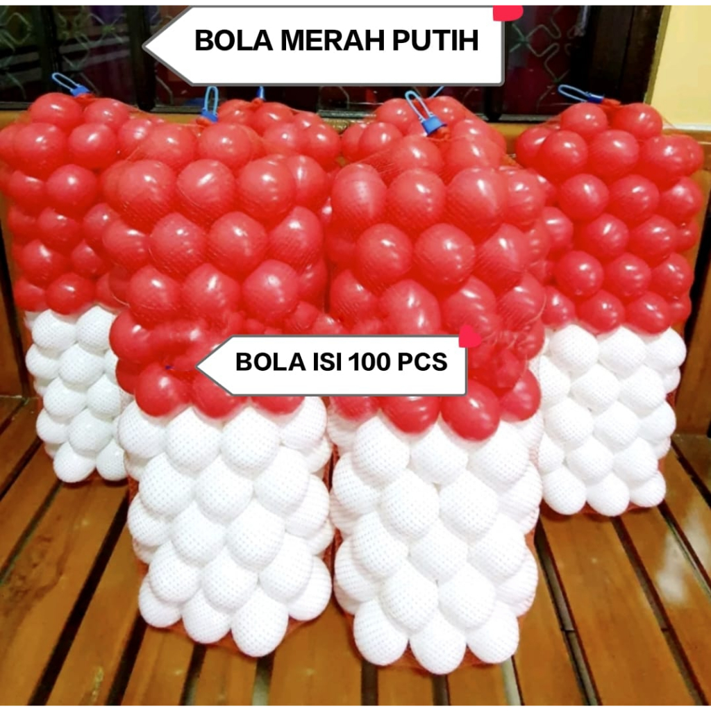 Jual Bola merah putih bola mandi bola mainan isi 100 spesial warna ...