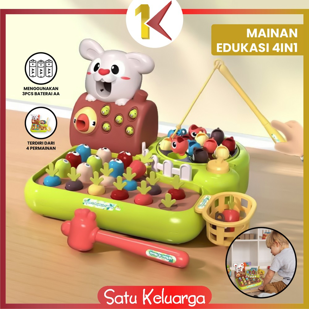 Jual SK-M320 Mainan Edukasi 4IN1 Rabbit Farming Game Whack A Mole ...