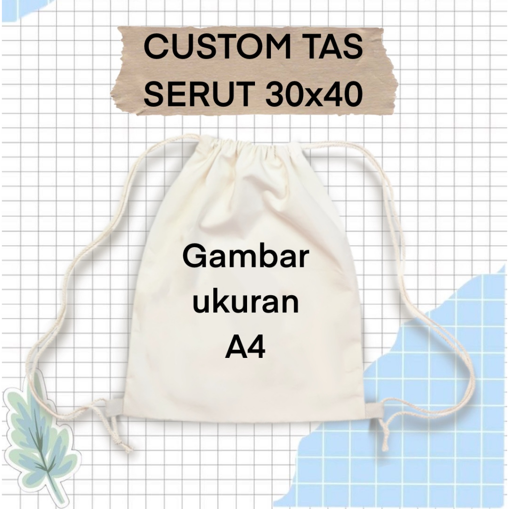 Jual Tas Serut Kanvas Motif CUSTOM/ drawstring bag canvas souvenir ...