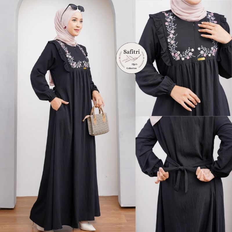 Jual ZORA DRESS 1 Gamis bahan polo linen putih hitam Manasik Haji ...