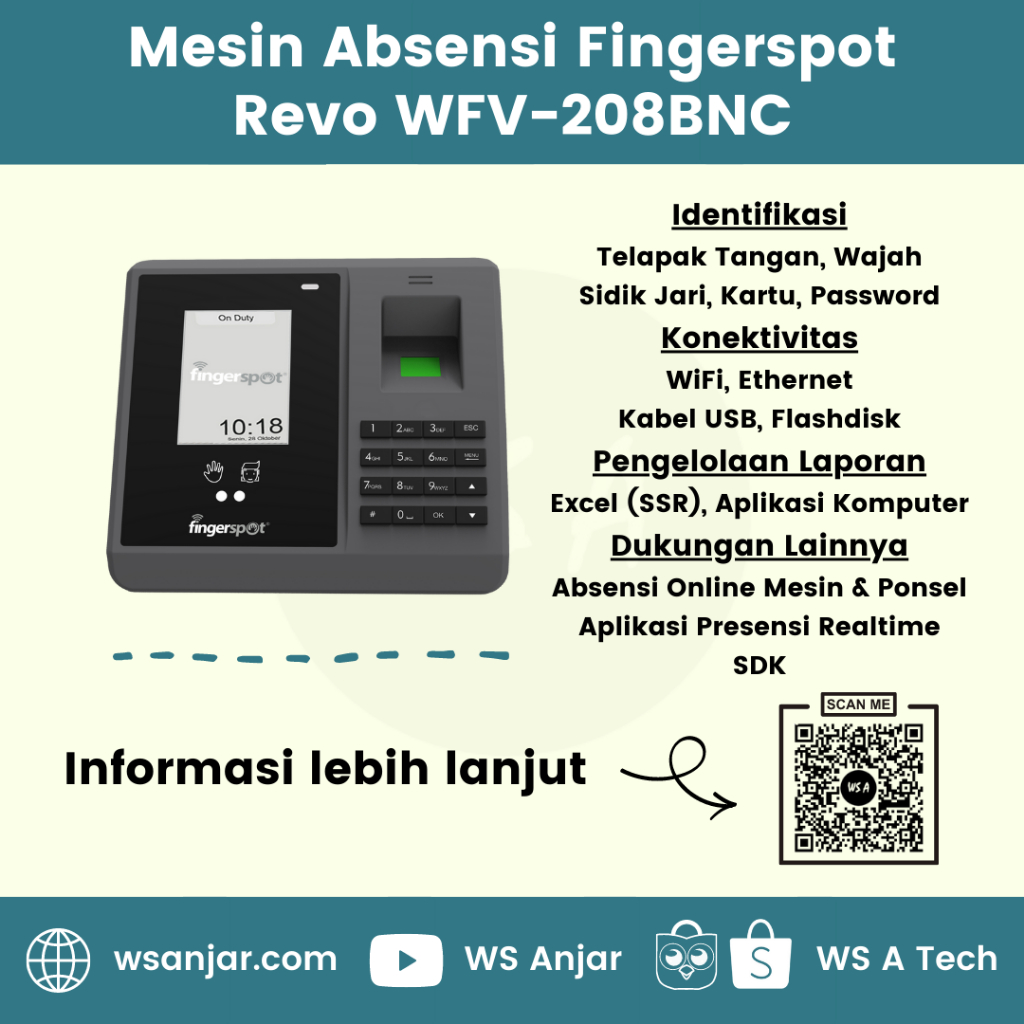 Jual Mesin Absensi Telapak Tangan (Vein), Wajah (Face), Sidik Jari ...
