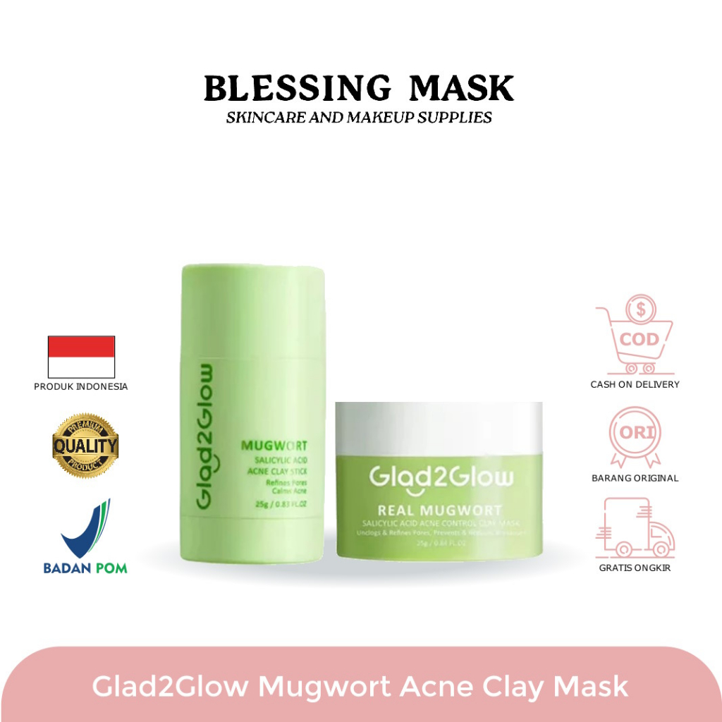 Jual Glad2Glow Real Mugwort Clay Mask Stick | Clay Mask | Masker Wajah ...