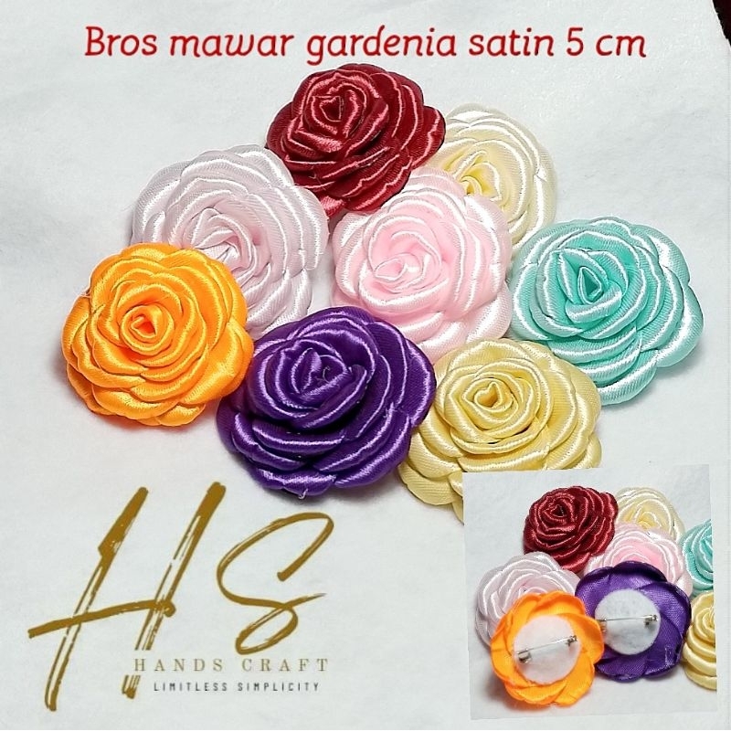 Jual HS bros bunga mawar satin 5 cm pin rose glossy | Shopee Indonesia