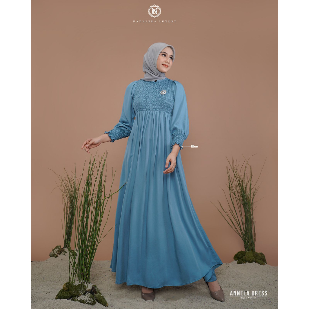Jual NADHEERA LUXURY // ANNELA DRESS // GAMIS NADHEERA LUXURY | Shopee Indonesia