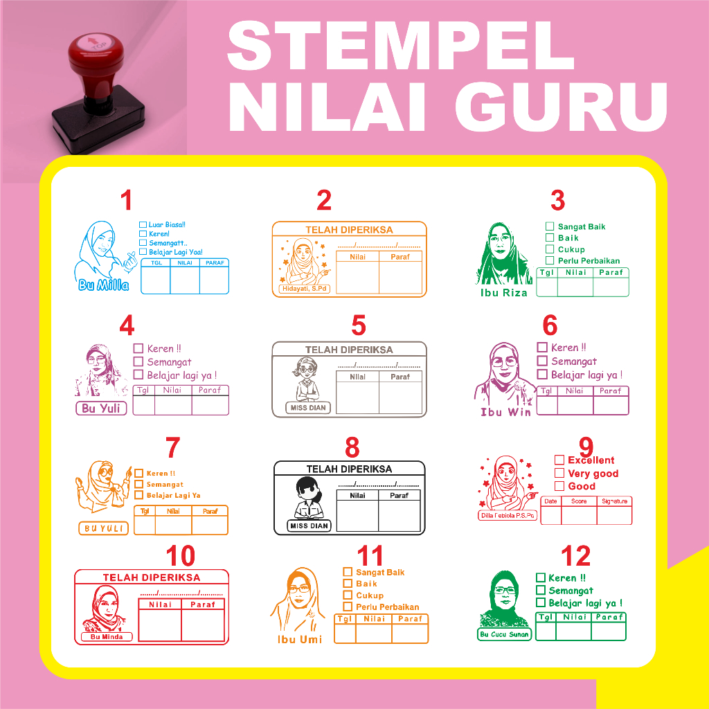 Jual STEMPEL Nilai Guru / Penilaian guru bisa pakai foto | Shopee Indonesia