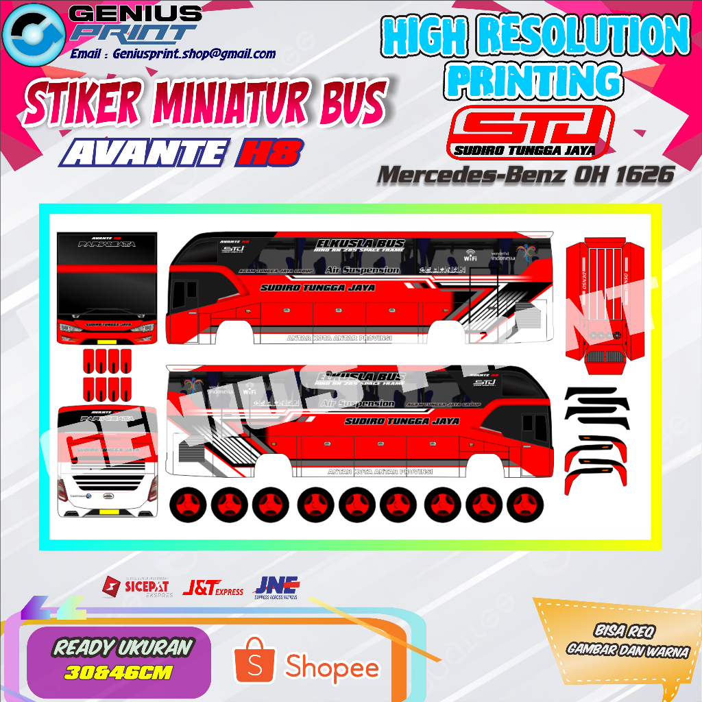 Jual Stiker Mainan Miniatur Bus Avante H8 Sudiro Tungga Jaya (STJ) #1 ...