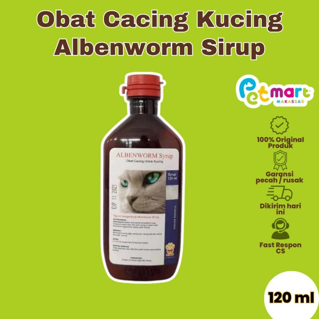 Jual Obat Cacing Cair Kucing Albenworm Cat Sirup 120 ml | Shopee Indonesia