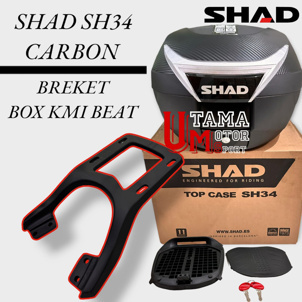 Jual Paketan Paket Box Motor SHAD Sh34 Carbon Dan Breket Box KMI Motor Beat Karbu Beat New PNP ...