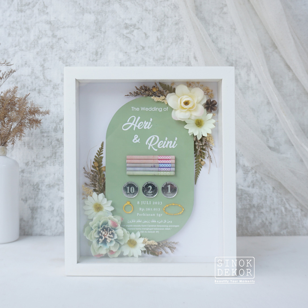 Jual Mahar Pernikahan / Bingkai Mahar Rustic / Mahar Bunga Kering ...