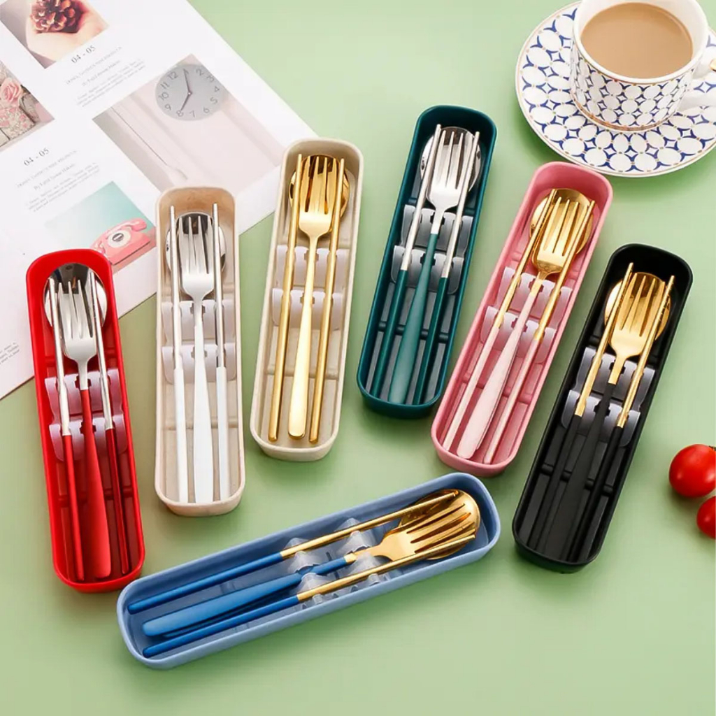 Jual AVELINE SENDOK SET GOLD / Alat Makan Korea Stainless Steel Box ...