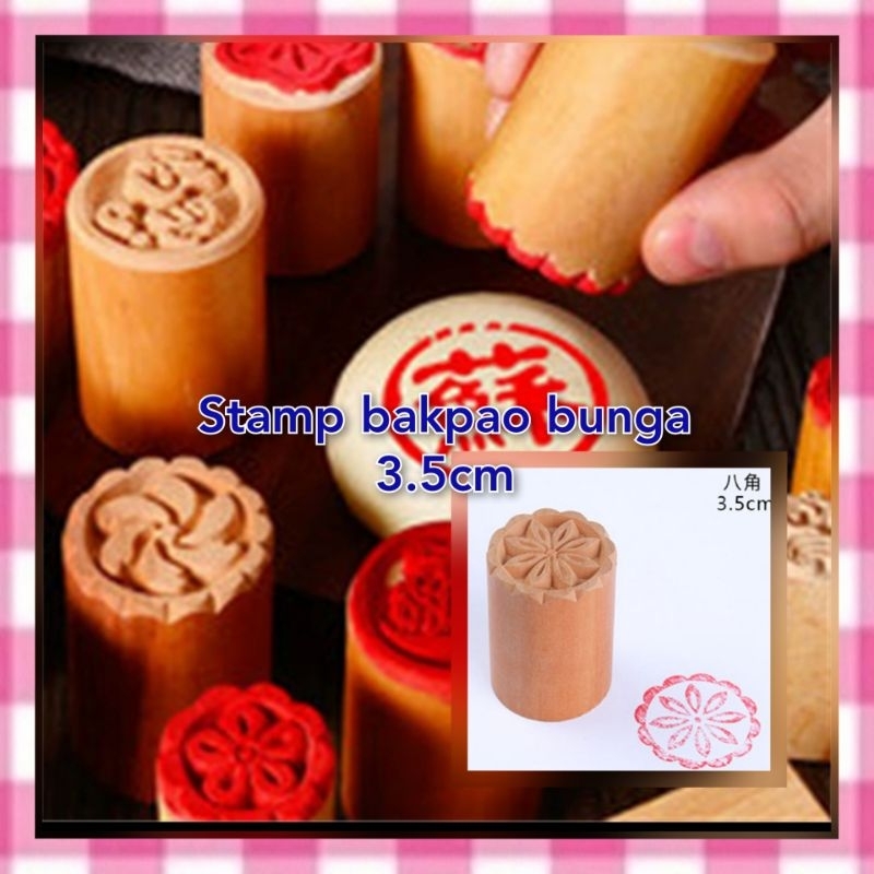 Jual Stempel bakpao besar bunga dan Fu 3.5cm bahan kayu Pao stamp ...