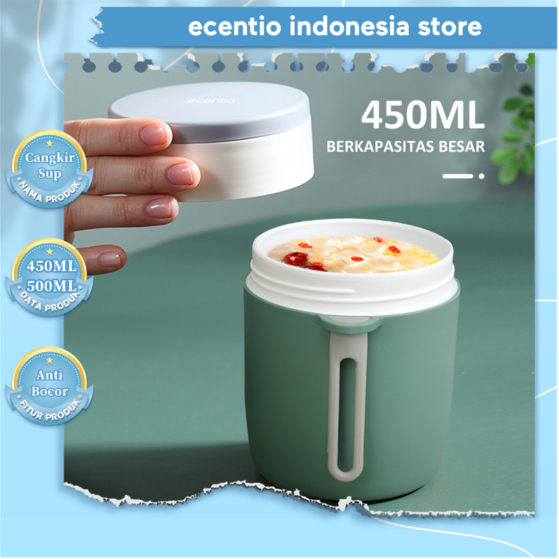 Jual ecentio cangkir sup dengan free sendok tempat sup tahan panas ...