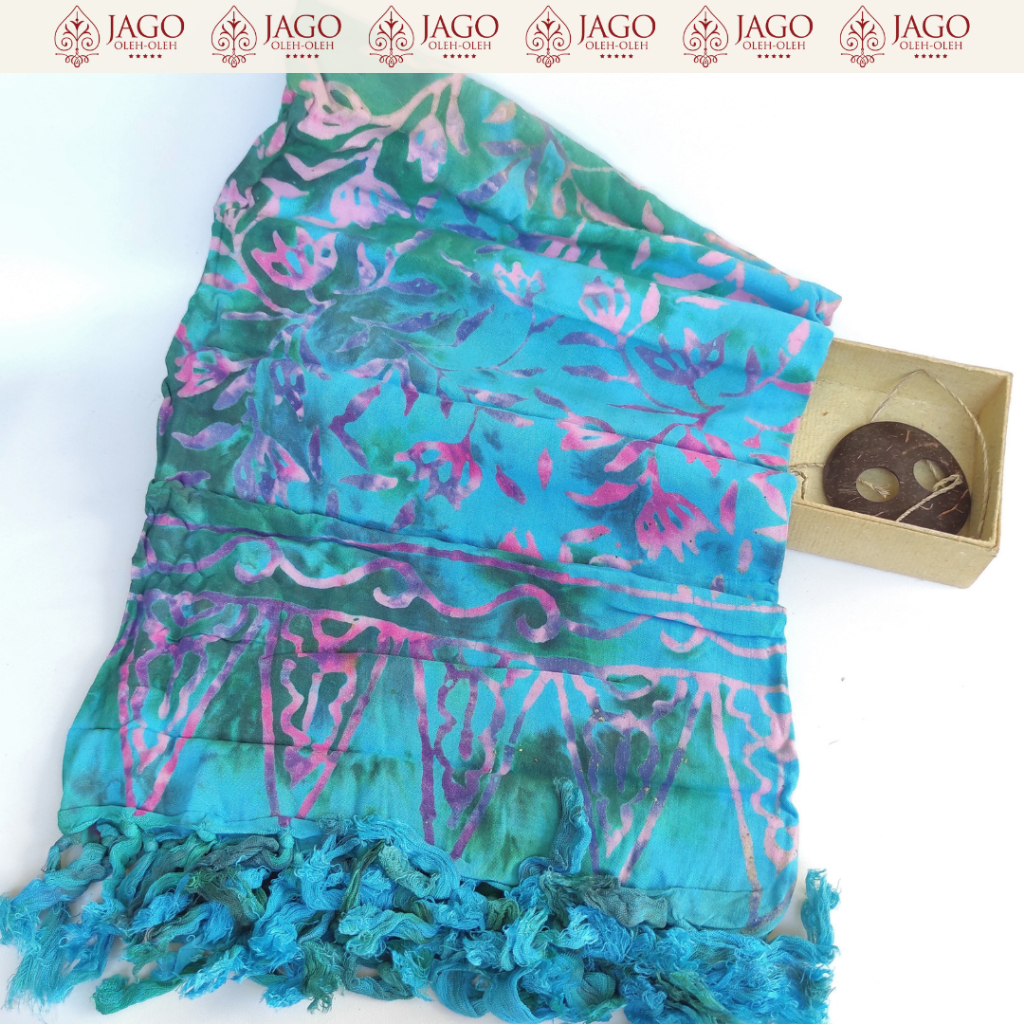 Jual Kain pantai Bali premium tebal halus warna biru tosca motif bunga ...