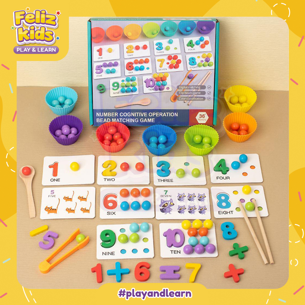 Jual [FELIZKIDS] [NW01] Mainan montessori bead sumpit, Number Cognitive ...