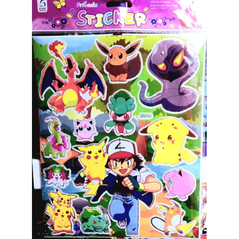 Jual Sticker Pokemon Ali Pikachu Charizat etc 25x20cm (Isi 14 Karakter ...