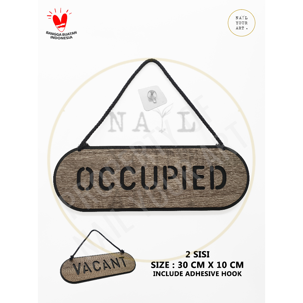 Jual SIGN OCCUPIED VACANT ROUNDED - Nail Your Art - Signage kayu ...