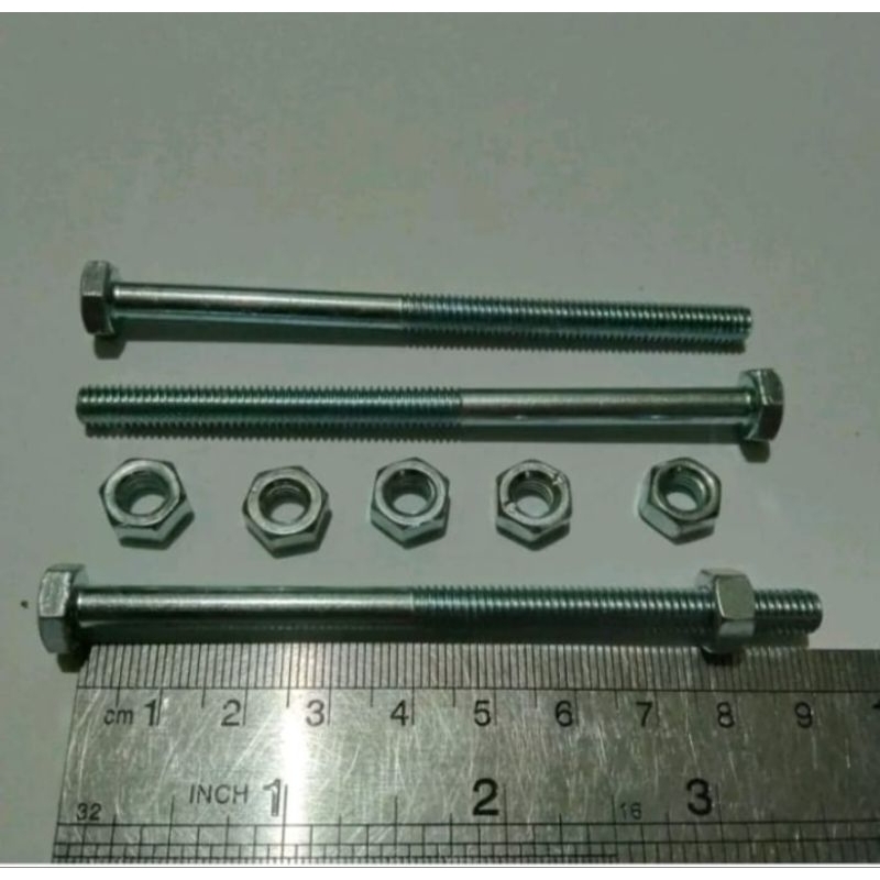 Jual BAUT + MUR PUTIH BMP M6 X 90 MM GALVANIS ( KUNCI 10 ) | Shopee Indonesia