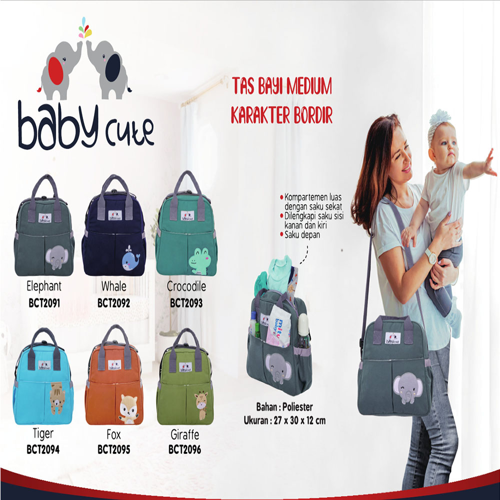 Jual Baby Cute Tas bayi Medium Karakter Bordir - Tas Perlengkapan Bayi ...