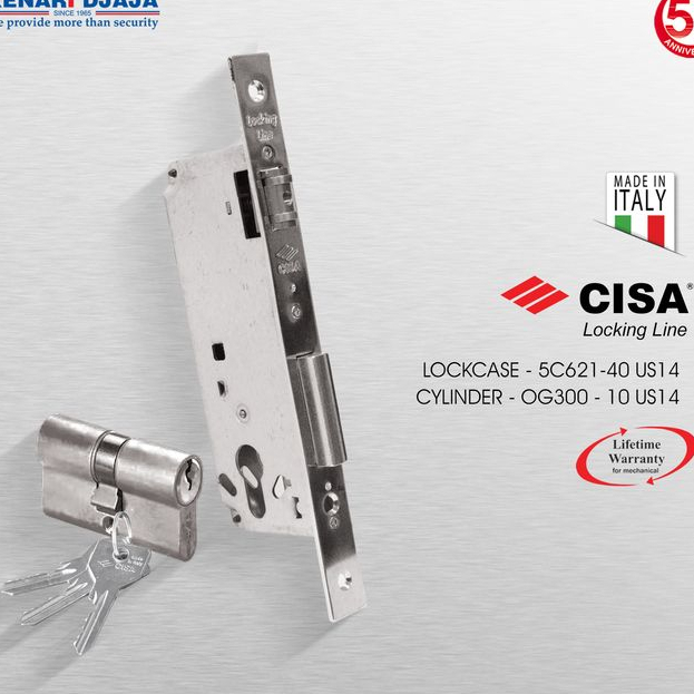Jual Lockset Roller CISA locking Line 5C621-40 US15 + Double Cylinder ...