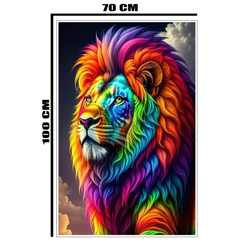 Jual Poster cetak uk jumbo 70 x 100 cm bahan flexi motiv gambar singa ...
