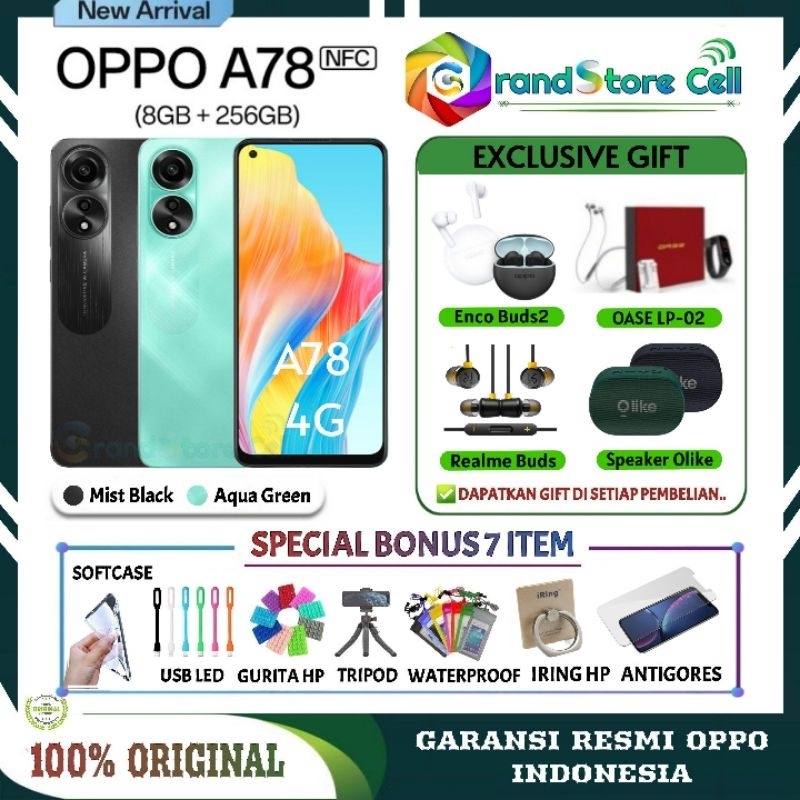 Jual OPPO A78 4G RAM 8/256 GB NFC Support | OPPO A 78 4G | OPPO A77s 8/128 GARANSI RESMI OPPO ...