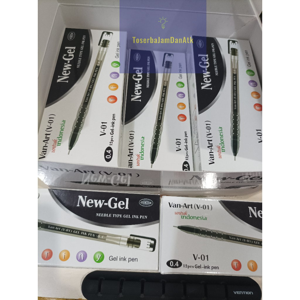 Jual bolpoint / bulpen New Gel / Bolpoin Gel 1 Pack Van-Art (Hitam ...