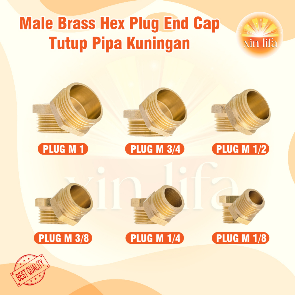 Jual Plug Tutup Pipa Male Brass hex Kuningan End Cap 1' 1/2' 1/4' 1/8 ...