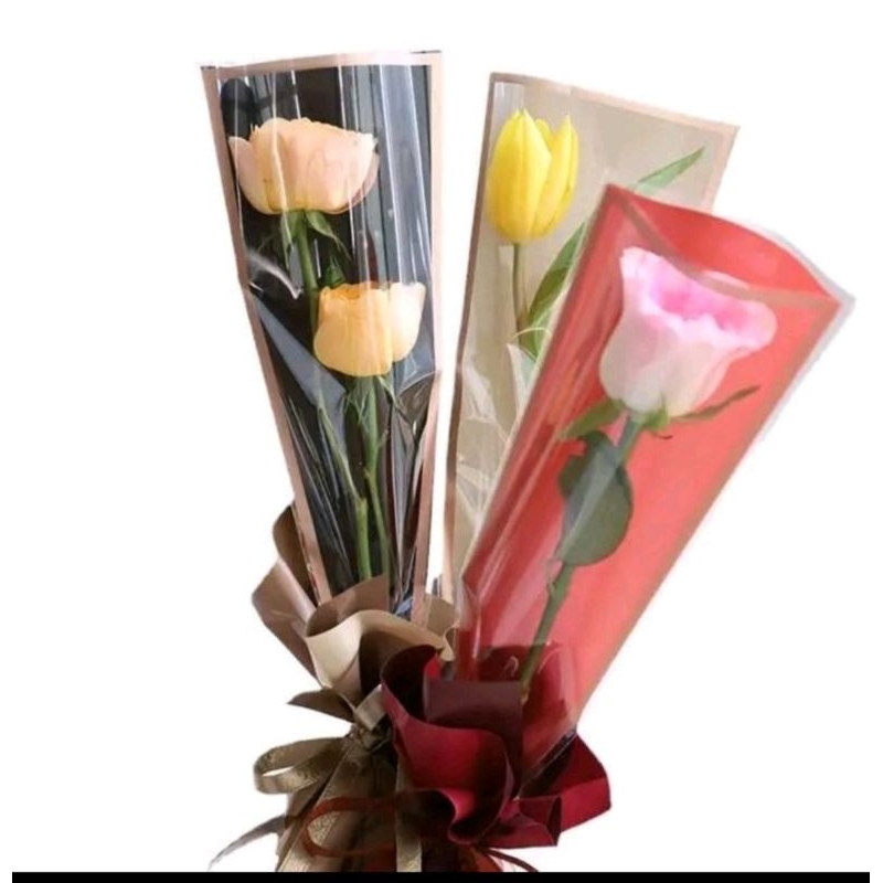 Jual [1 Pack] Cellophane buket mawar 1 tangkai Kertas buket bunga ...