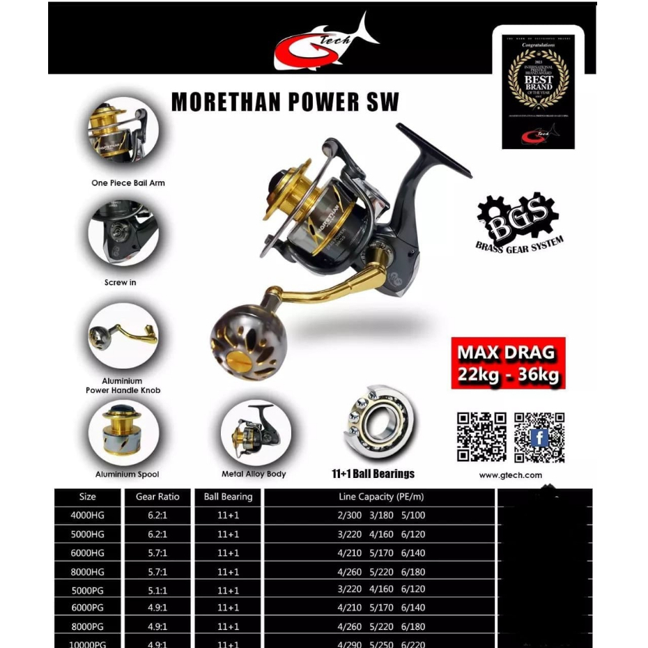 Jual Reel SPINNING GTECH MORETHAN POWER SW | Shopee Indonesia
