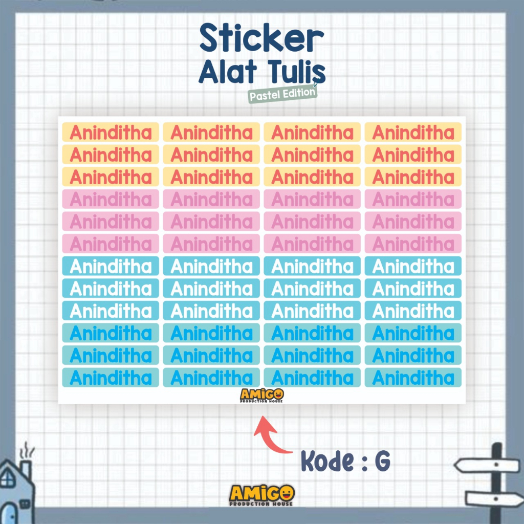 Jual Label Nama Anak Alat Tulis ATK Stiker Buku Stiker Pensil Custom ...