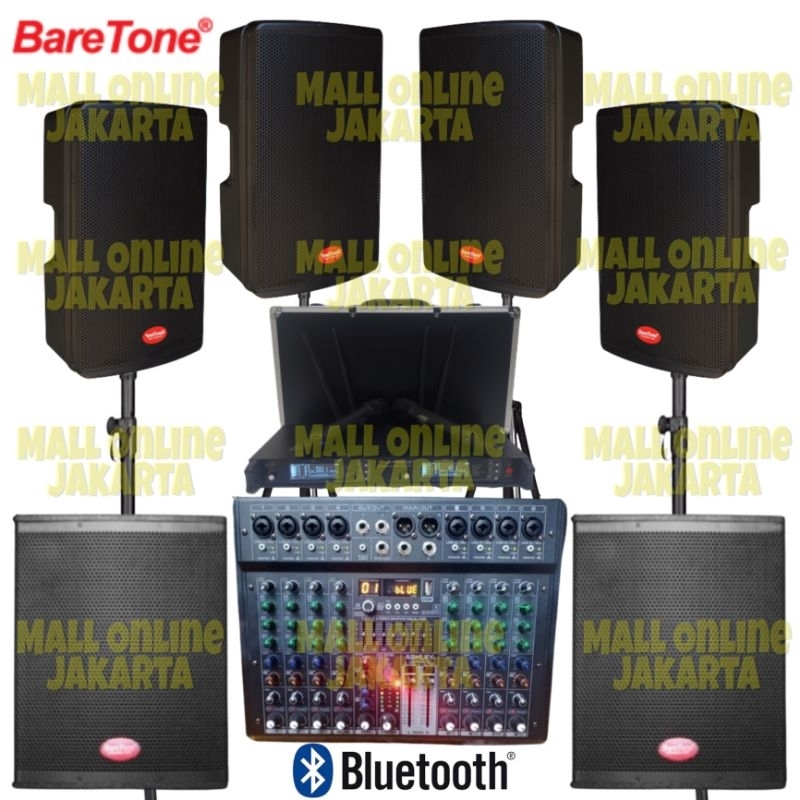 Jual Paket Sound system Baretone 15 inch Max 15Rc 4 speaker aktif subwoofer aktiv sw15 outdoor ...