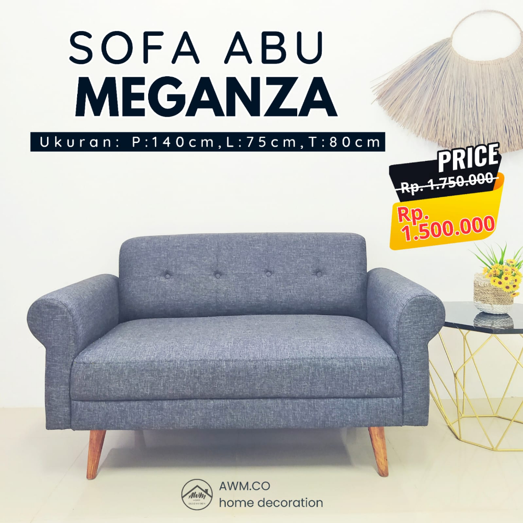 Jual Sofa Abu Meganza Furniture Ruangan Rumah Home Decoration Kursi ...