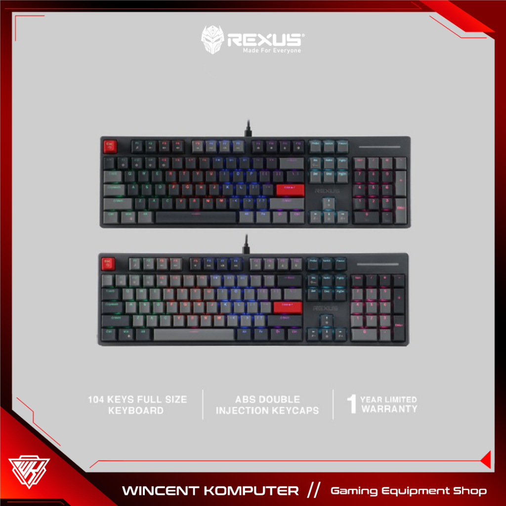 Jual Rexus Heroic KX5 / KX-5 RGB Mechanical Gaming Keyboard Fullsize ...