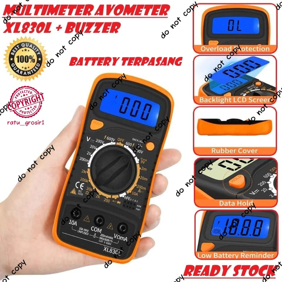 Jual Multimeter Avometer XL830L Multitester Avometer Digital + Buzzer ...