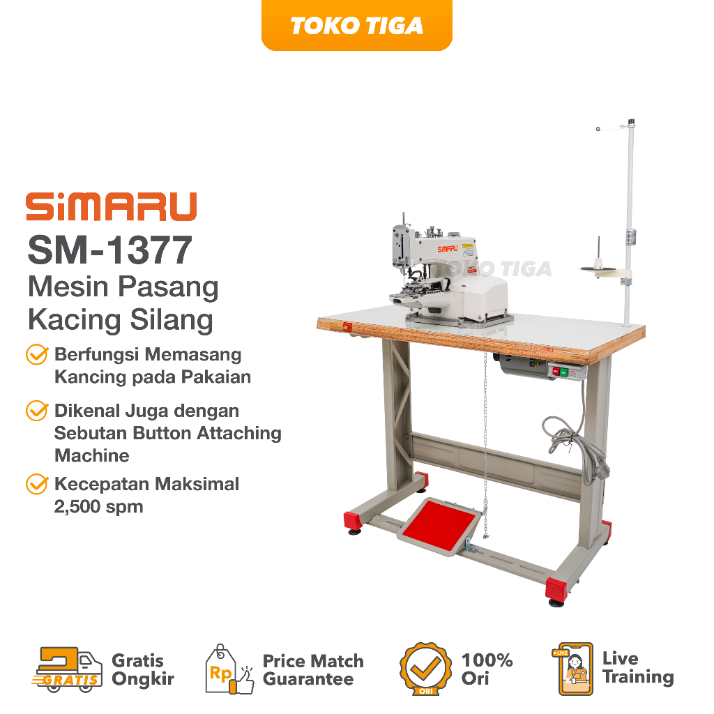 Jual Mesin Jahit Pasang Kancing Silang SIMARU SM1377 / SM 1377 ...
