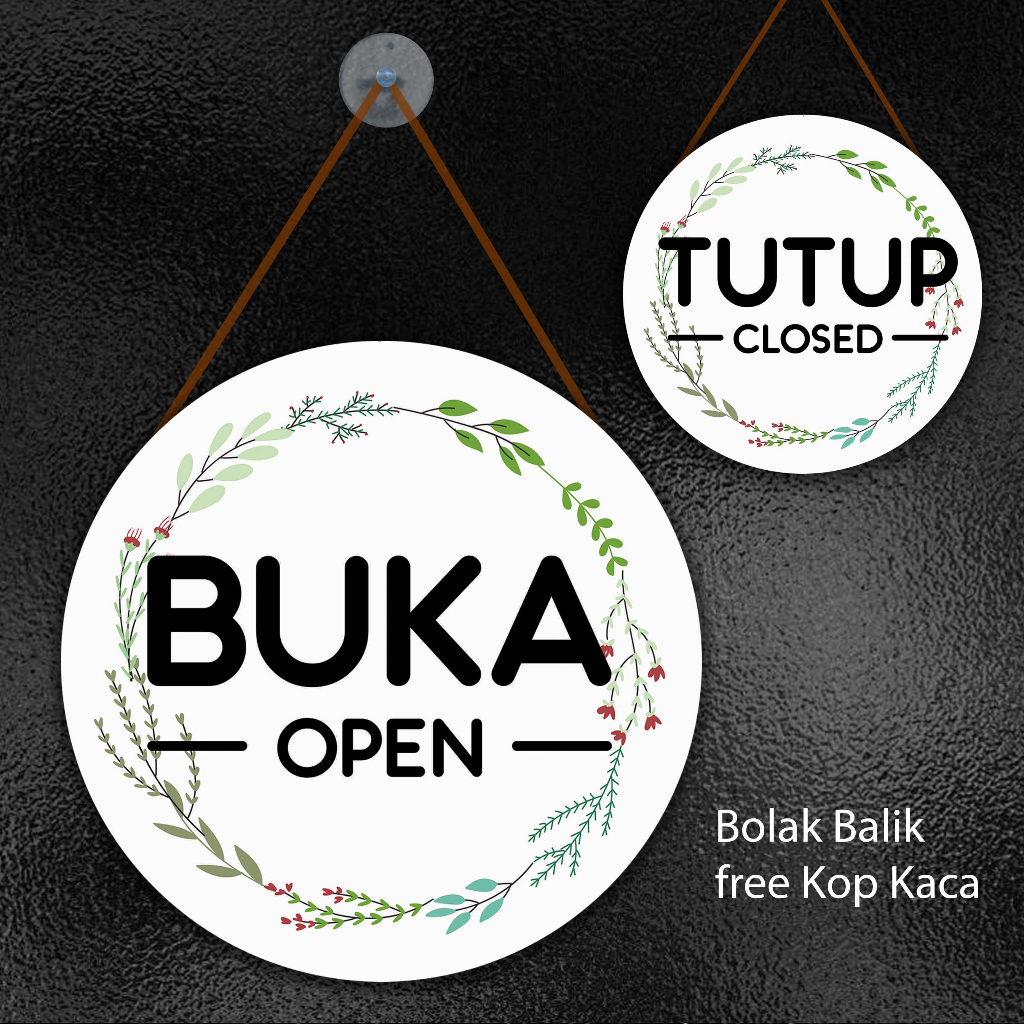 Jual buka tutup papan gantungan, open closed sign board bolak balik ...