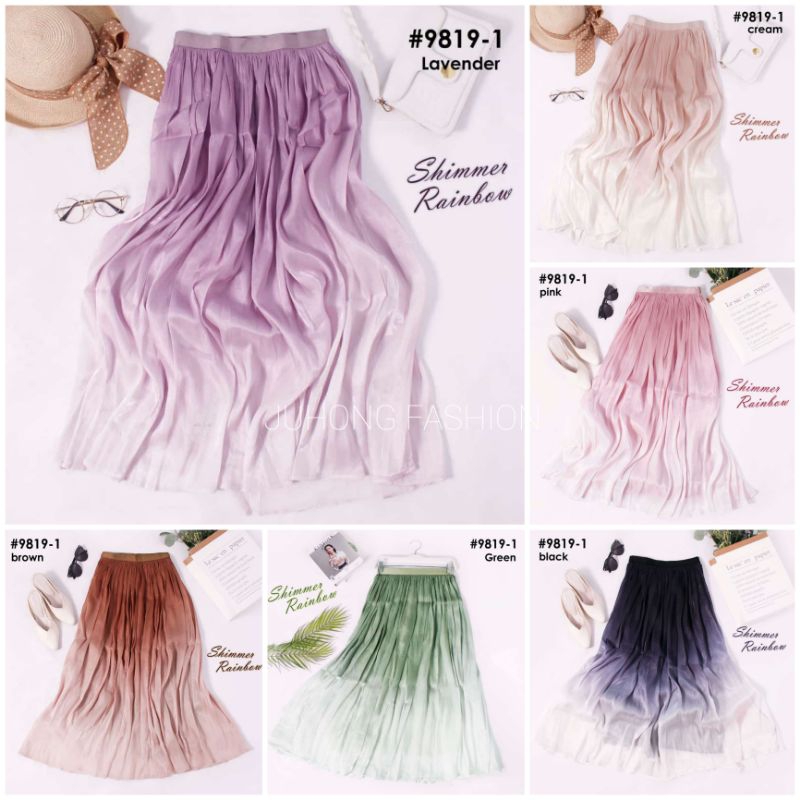 Jual RAINBOW - Rok Shimmer Gradasi Ombre Warna Silk Panjang Premium ...