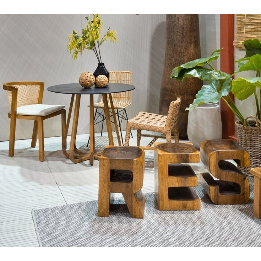 Jual KURSI MAKAN CAFE ANYAMAN ROTAN KAYU JATI BANGKU KAYU TREMBESI UTUH ...