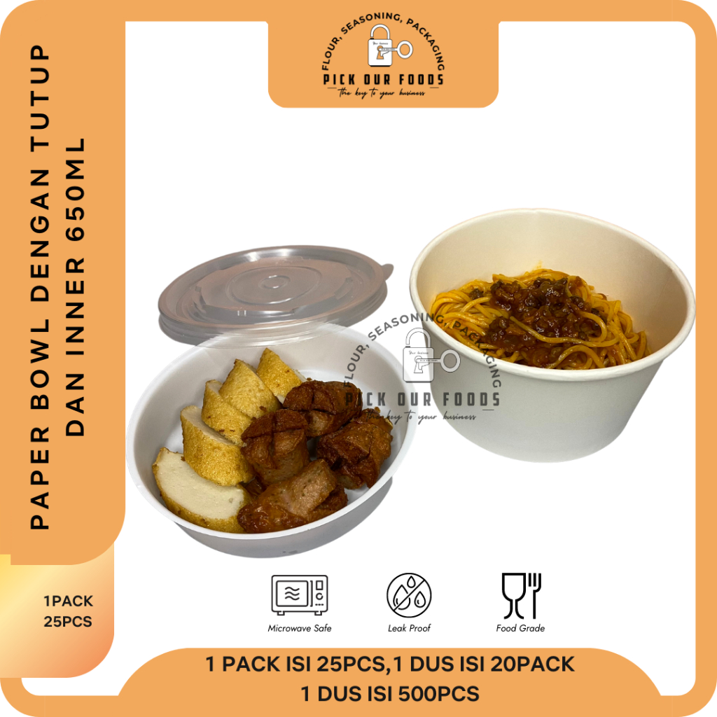 Jual PAKET Paperbowl + Inner Tray Paper Bowl / Inner Tray 650ml atau ...